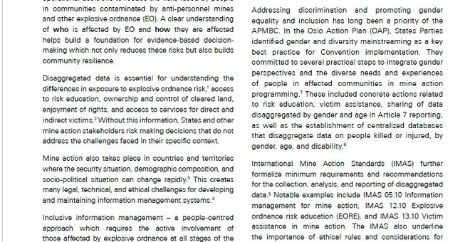 GICHD Insights: Enhancing the Approach to Inclusive Information Management in the Anti-Personnel ...