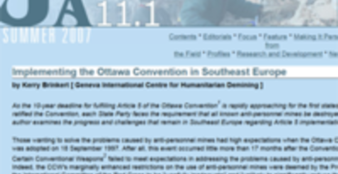Implementing the Ottawa Convention in Southeast Europe - GICHD