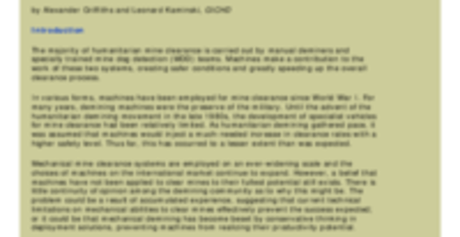 Mechanical Application in Demining: Modernising Clearance Methods - GICHD