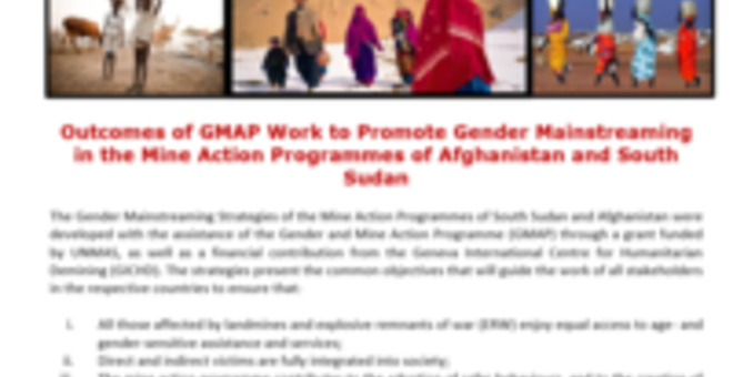 Outcomes of GMAP Work to Promote Gender Mainstreaming in the Mine Action Programmes of ...