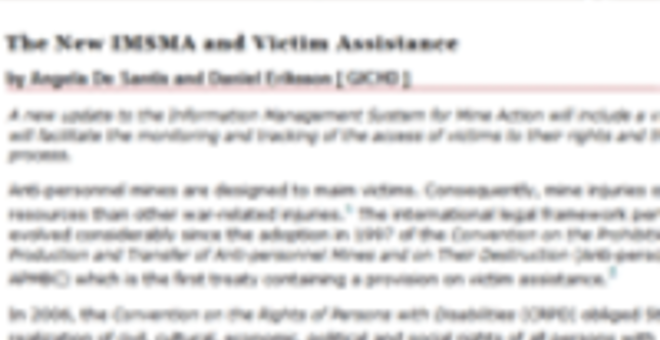 The New IMSMA and Victim Assistance - GICHD